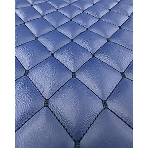 Vinyl Quilted Foam Fabric with 3/8" Foam Backing Upholstery / 52" Wide/Sold by The Yard/FABRIC EMPIRE (Blue hq Black Threading)