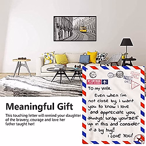 KOXHOX to My Wife Letter Blanket Throw Never Forget That I Love You Blanket to My Wife from Husband for Birthday Wedding Valentine's Day Blanket Gift (5060in,to My Wife-2)