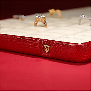 MMLLZEL Red Leather Jewelry Box Case with Lid Rings Bangle Storage Holder Organizer Earring Necklace Watch Box (Color : D-24X19X4.5CM)