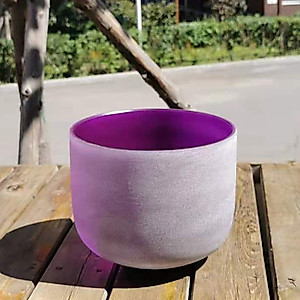 Hye-eun 8 Inch B Note Purple Quartz Crystal Singing Bowl Crown Chakra Sound Healing With Carrying Case for Yoga