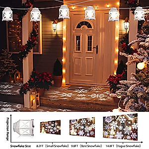 YUNLIGHTS Christmas Projector String Lights - 22.6FT 6PCS Lanterns in One String Lights for Indoor Outdoor Plug-in Christmas Snowflake Projection Lights for Christmas
