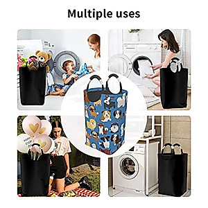Duduho Large Laundry Basket with Handles Cute Dog Animal Set Laundry Hamper Toys Storage Organizer Foldable Bucket Washing Bin Dirty Clothes Bag for Home Bathroom Bedroom Dorm
