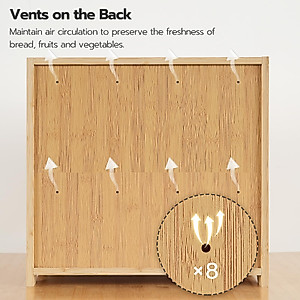 HOOBRO Bread Box, Bamboo Bread Box for Kitchen Countertop, 2 Tier Roll-Top Bread Bin, Food Storage Box, Large Capacity Keeper, Wooden Storage Cabinet, for Kitchen, Dining Room, Natural YL13MB01