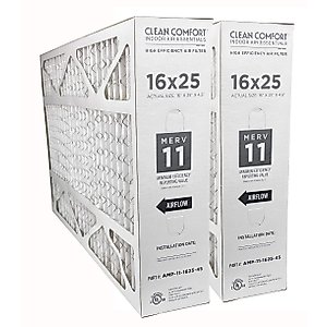 Clean Comfort AMP-11-1625-45 (2-Pack) - 16" x 25" x 4.5" Media Air Filter, MERV 11