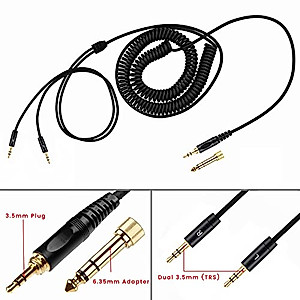 weishan HE400SE Coiled Audio Cable Replacement for Hifiman HE4XX, HE400i(New Edition) Headphones, Dual 3.5mm(1/8”) Aux Cord Extension Wire 6ft to 16ft