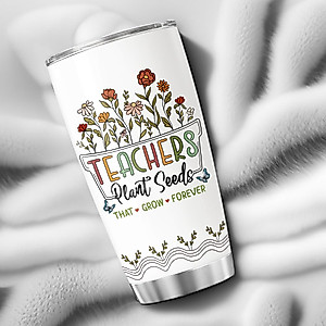 HUBUPU Teacher Gifts, Teacher Plant Seeds, Tumblers For Women Teachers Gift Steel Pack Music Appreciation Stainless Cups Coffee, Tumbler 20 Oz With Lid And Straw