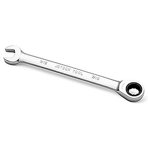 Jetech 7/16 Inch Ratcheting Combination Wrench, Industrial Grade Gear Spanner with 12-Point Design, 72-Tooth Ratchet, Made with Forged and Heat-Treated Cr-V Steel in Chrome Plating, SAE