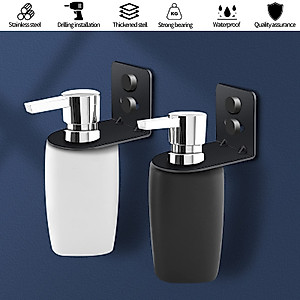 TRINENOX Non-Drilling Adhesive Shower Gel Bottle Rack, Soap Bottle Dispenser Holder Wall Mount, Hand Pump Bottles Dispenser Stand Hanging Rack Shampoo Standing Shelf Storage Holder Bracket(4 Black L)