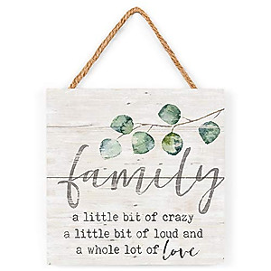 P. Graham Dunn White 7 x 7 Inch Wood Pallet Wall Hanging Sign, Family Little Crazy Loud Lot of Love