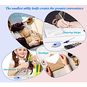 Mini Ceramic Box Cutter, 6pcs Package And Box Opener, Retractable Safety Cutters, Small Utility Knife Ceramic Blades with Keychain Hole