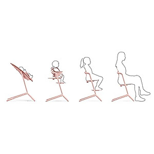 CYBEX LEMO 2 High Chair System, Grows with Child up to 209 lbs, One-Hand Height and Depth Adjustment, Anti-Tip Wheels Safety Feature - Pearl Pink