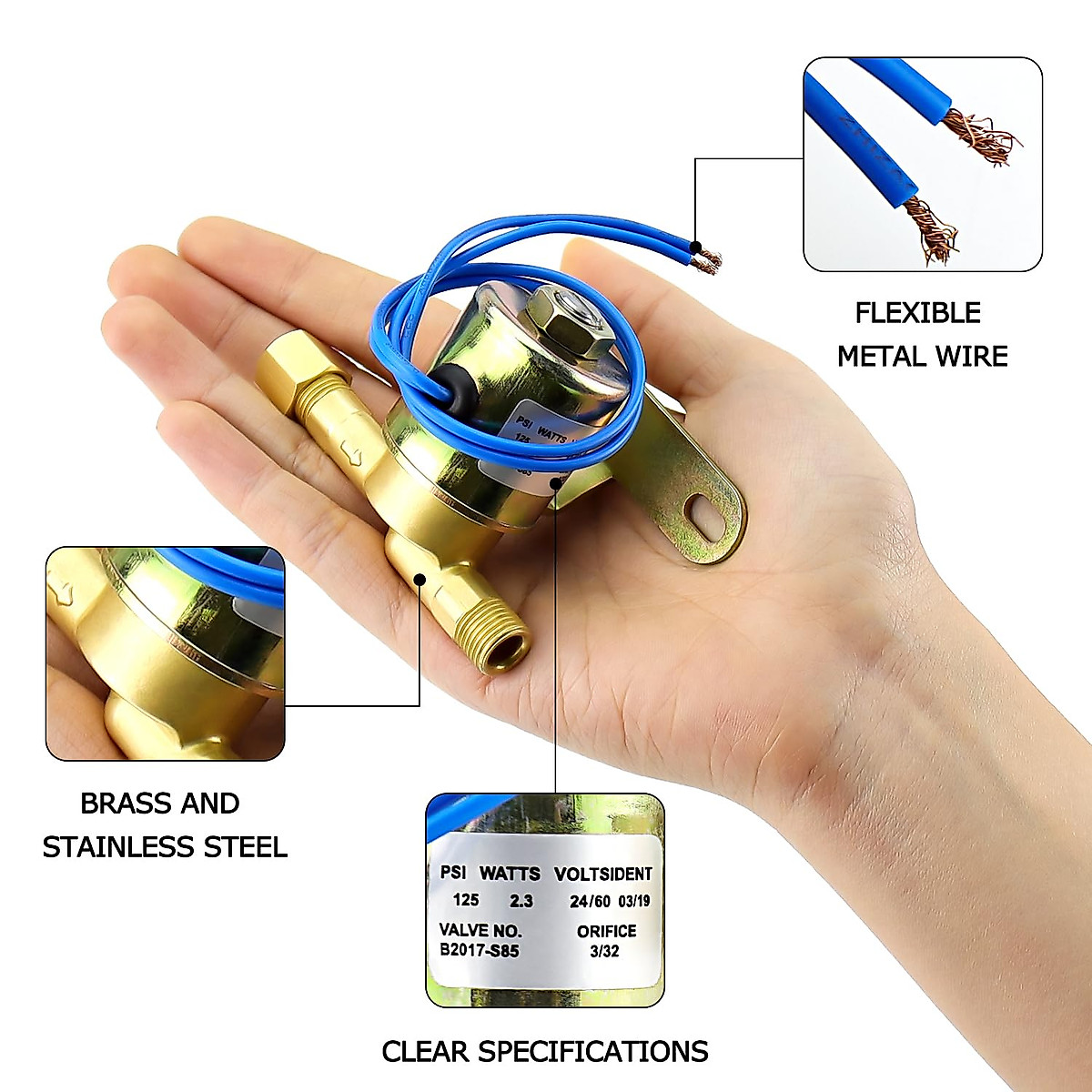 Funmit Humidifier Water Solenoid Valve 4040 Replacement for A.prilaire 220 224 400 500 600 700 Compared to Part # B2015-S85, B2017-S85 | 24 Volts | 2.3 Watts | 60 HZ | Blue