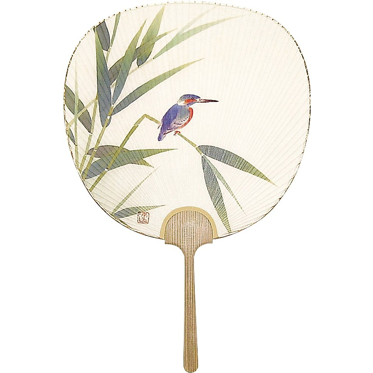 Shiomi Fan 1365 Flower and Bird (Kingfisher) 11.0 x 16.5 inches (28 x 42 cm)