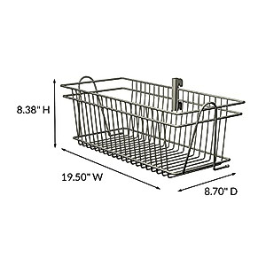 ClosetMaid 33840 ShelfTrack Wire Basket Organizer, Attaches to Standards, Closet Accessory Add On, Nickel Finish