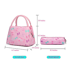 YJMKOI 3PCS Cat print Backpack for Girls 3 in 1 Cute bow print Primary Schoolbag Sets Middle Girl Bookbag with Lunch Box
