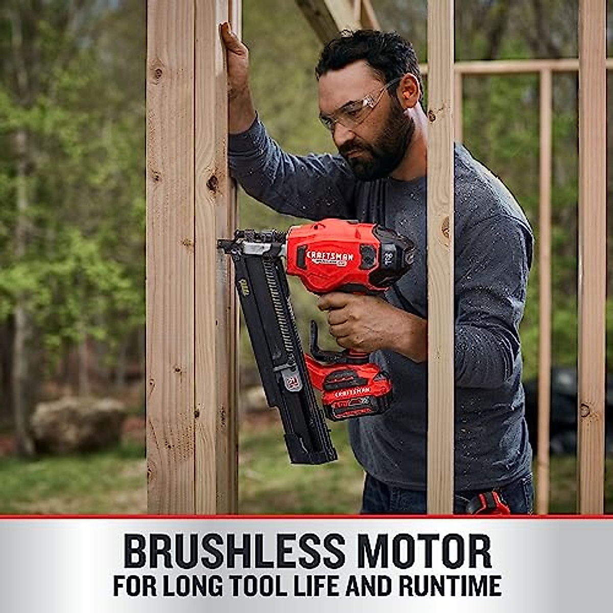 CRAFTSMAN V20 Cordless Framing Nailer, Nail Gun, 21 Degree, up to 3-1/4 inch Nails, Bare Tool Only (CMCN621PLB)