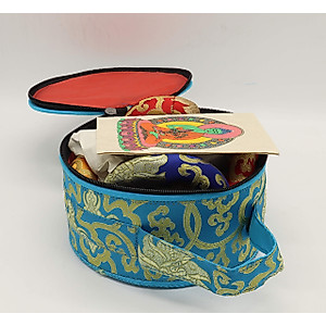 Singing Bowl Set of 7, Thadobati Design Himalayan Sound Bowl, Handcrafted, Hand hammered, Comes w/silk cushions, 3 sticks, Buddhist card, Brocade Box Ideal for Meditation, Yoga, Mindfulness Healing