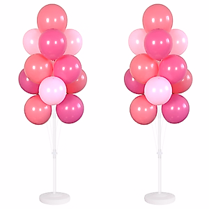Balloon Column Kit Set of 2 With Balloons Included - Balloon Tower with Stand, Base, and Pole,Backdrop Decoration for Wedding, Baby Shower, Birthday Party, or Bachelorette Parties (Pink)
