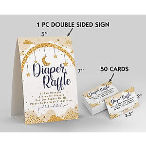 Diaper Raffle Tickets for Baby Shower Sign，Baby Shower Invitations with Diaper Raffle Cards - Baby gender neutral tickets(1 Sign with 50 Raffle Tickets) Toctose001