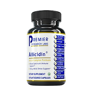Premier Research Labs Allicidin - Garlic Allicin Supplement, Garlic Supplements, Garlic Pills, Allicin Extract, Garlic Extract, Odorless Garlic Capsules, Immune Support - 60 Vegetarian Capsules