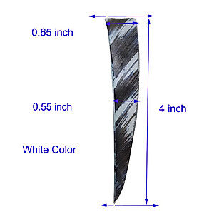 AMEYXGS 4 Inch Arrow Feather Fletching Turkey Feather Natural Arrow Vanes Shield Right Wings Vanes for DIY Arrows Accessories 50Pcs (White)