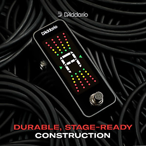 D'Addario Accessories Guitar Tuner Pedal Plus - Chromatic Tuner for Electric Guitars, Bass Guitars and More - Fast and Accurate with True Bypass - Full Color Display with Programmable Countdown Timer