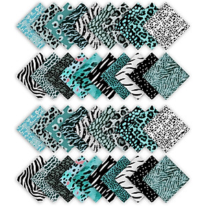 Soimoi Precut 5-inch Animal Skin Prints Cotton Fabric Bundle Quilting Squares Charm Pack DIY Patchwork Sewing Craft