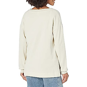 GAP womens Fleece Oversized Vneck Tunic Sweatshirt, Beach Pebble, Small US