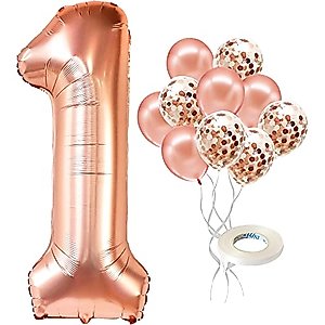 KatchOn, Rose Gold 1 Balloon for First Birthday - 40 Inch | One Balloon for First Birthday Balloons | First Birthday Decorations for Girl | Rose Gold Number 1 Balloons for 1st Birthday Girl Decoration
