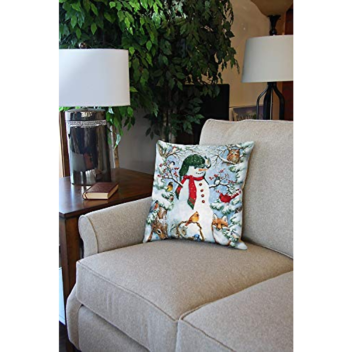 Toland Home Garden Woodland Snowman 18 x 18 Inch Decorative Indoor Pillow Case Only (2-Pack)