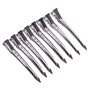 24 Pcs 3.54 Inches Duck Billed Hair Clips Silver Hair Clips with Holes Metal Alligator Hair Clips for Hair Extensions