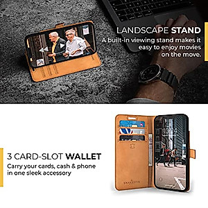 Snakehive iPhone 14 Plus Leather Case | Genuine Leather Wallet Phone Case with Card Holder | Flip Folio Case/Cover with Stand | Compatible with iPhone 14 Plus | (Black)