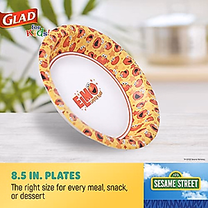 Glad for Kids Elmo Paper Plates | Elmo Plates with Stars, Kids Snack Plates | Elmo Paper Plates for Everyday Use, 8.5” Paper Plates 20 Ct | Sesame Street Paper Plates