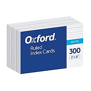 Oxford Ruled Index Cards, 5" x 8", White, 300 pack (10003EE)