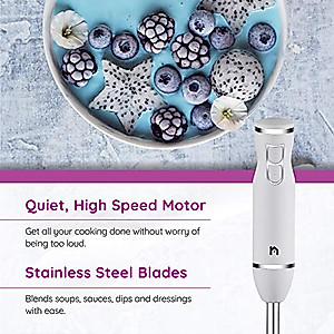 New House Kitchen Immersion Hand Blender 2 Speed Stick Mixer with Stainless Steel Shaft & Blade, 300 Watts Easily Food, Mixes Sauces, Purees Soups, Smoothies, and Dips, Ivory