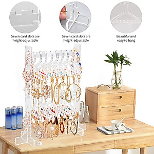 OAOLEER Earring Holder Organizer, Acrylic 2 Tiers 128 Holes Coat Hanger Rack Earring Display Stand Large Capacity Jewelry Storage for Women Girls (Acrylic 1)