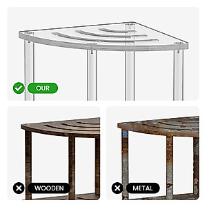 Sumerflos Acrylic Corner Shower Stool for Inside Shower - Clear Shower Bench With Storage Shelf for Shaving Legs Heavy Duty Waterproof Non-Slip Easy Assemble Modern