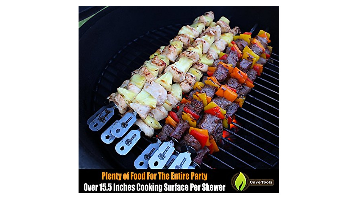 Cave Tools BBQ Skewers - 10 Stainless Steel Kebob Sticks