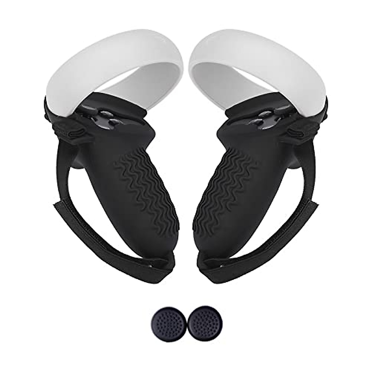 ASR-VR Silicone Grip Cover for Oculus Quest 2 Accessories, Protector with Knuckle Straps(1 Pair) (White)