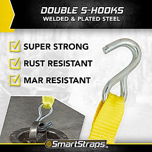 SmartStraps 14’ Ratchet Straps, 2 Pack –5,000lbs Break Strength, 1,667lbs Safe Work Load –Commercial Tie Down Straps for Heavy Duty Cargo, Haul Equipment and Vehicles