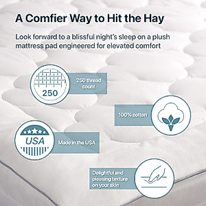 Allied Home Cooling Mattress Topper - 250 TC, 100% Cotton Mattress Cover, Thick Mattress Topper - Cotton Mattress Pad, Down Alternative Mattress Topper - Full, 54” x 75” x 1”