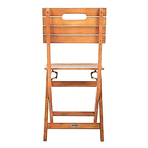 Safavieh PAT7057A-SET2 Outdoor Collection Blison Natural Brown Folding (Set of 2) Patio Chair