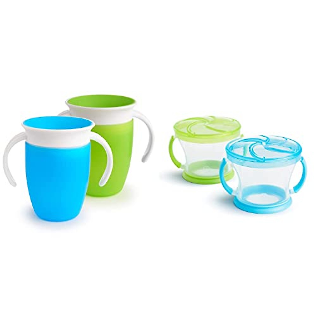 Munchkin® Miracle® 360 Trainer Cup and Snack Catcher, 4 Piece Set, Blue/Green