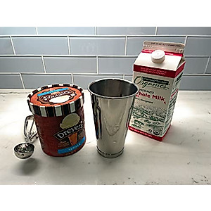 Metal Magery Stainless Steel Milkshake Cups Immersion Hand Blender Malt Cup 30 oz Set of 2