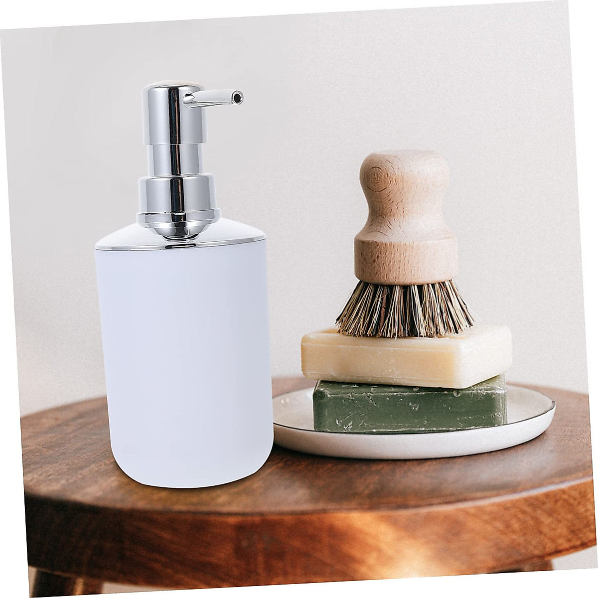 Cabilock 2 Sets Bathroom Set Bathroom Washing Accessories Hand wash Dispenser Cotton swabs Holder foaming Toilet Tray Bath Tray Simple Bathroom Wash Accessories Plastic Soap Organizer White