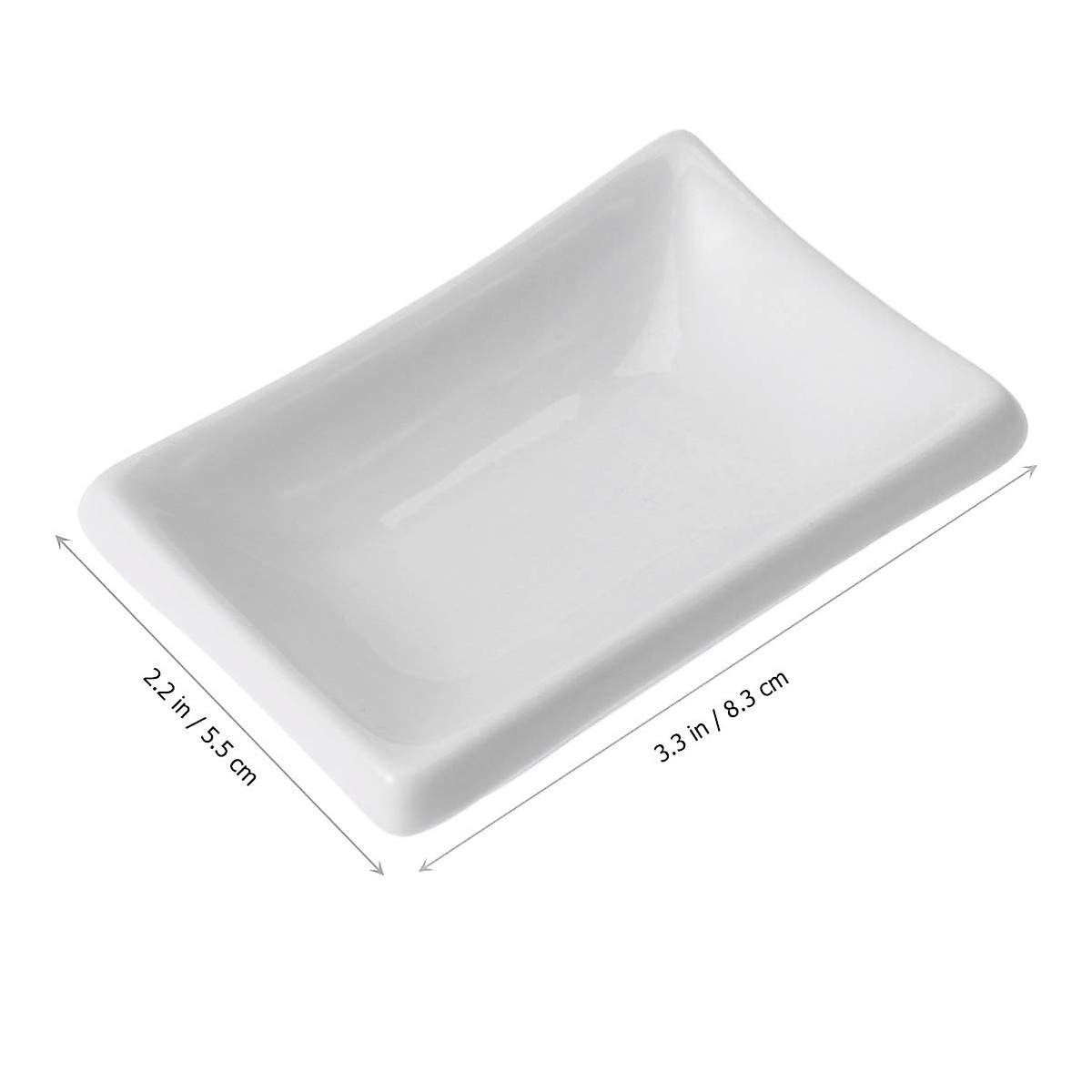 Cabilock 4pcs Sauce Dishes Ceramic Seasoning Dipping Bowl Rectangular Porcelain Saucer Appetizer Plate for Condiment Kitchen BBQ