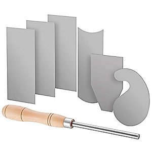 Fulton Scraper Burnisher with 6 Piece Multi-Shaped Scraper Set 3 Rectangle 1 Beveled 1 Curved (Convex and Concave) and 1 Gooseneck Scraper