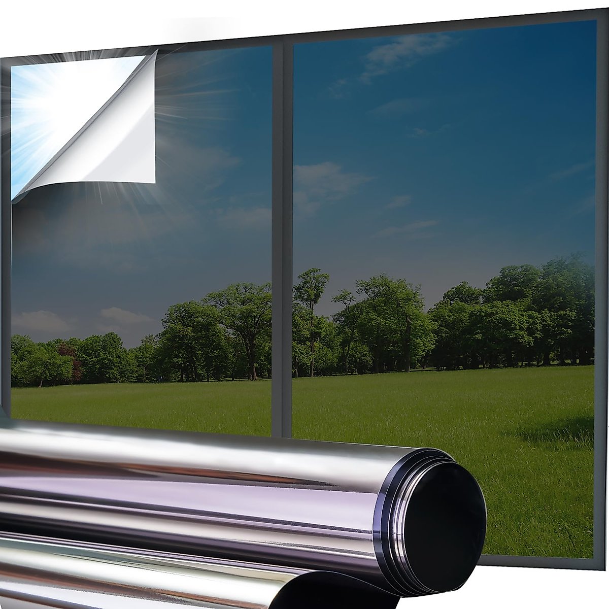 bofeifs Window Tint for Home One Way Privacy Window Film Sun Blocking Reflective Removable Window Clings for Glass Windows See Out Not in Uv Heat Blocker Peel and Stick Mirror Summer House Window Tint