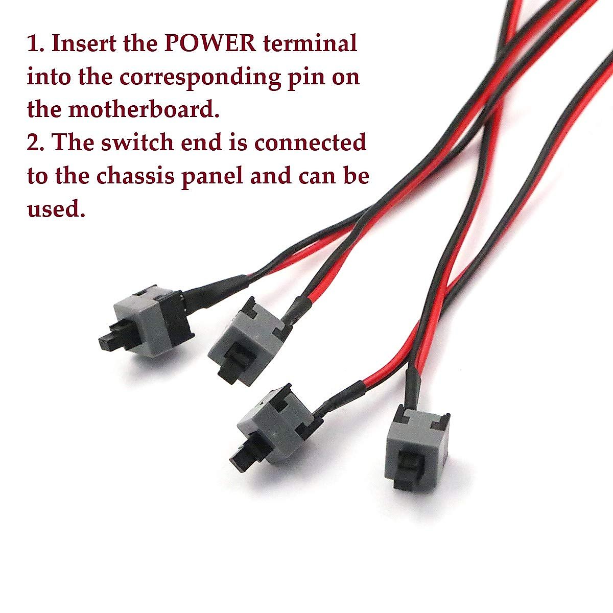 CenryKay Computer Switch Wire Cable on/Off Push Button Restart Line PC Power Switch Cables 45cm (6 Pack 2 Pin)