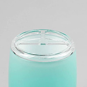 CECE&KELE Bathroom Accessories Set 4 Pcs - Plastic Bath Countertop Wash Set, Modern Cylinder Wash Cup/Lotion Soap Dispenser/Soap Dish Housewarming Gifts,Orange,As Shown